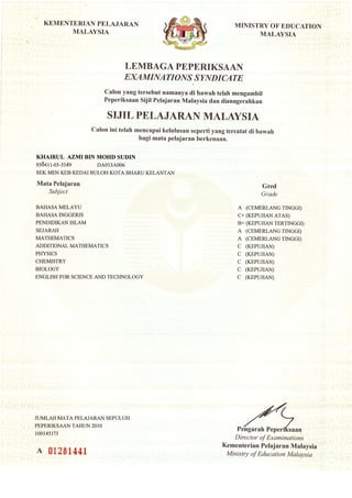 CERTIFICATE OF SPM | PDF