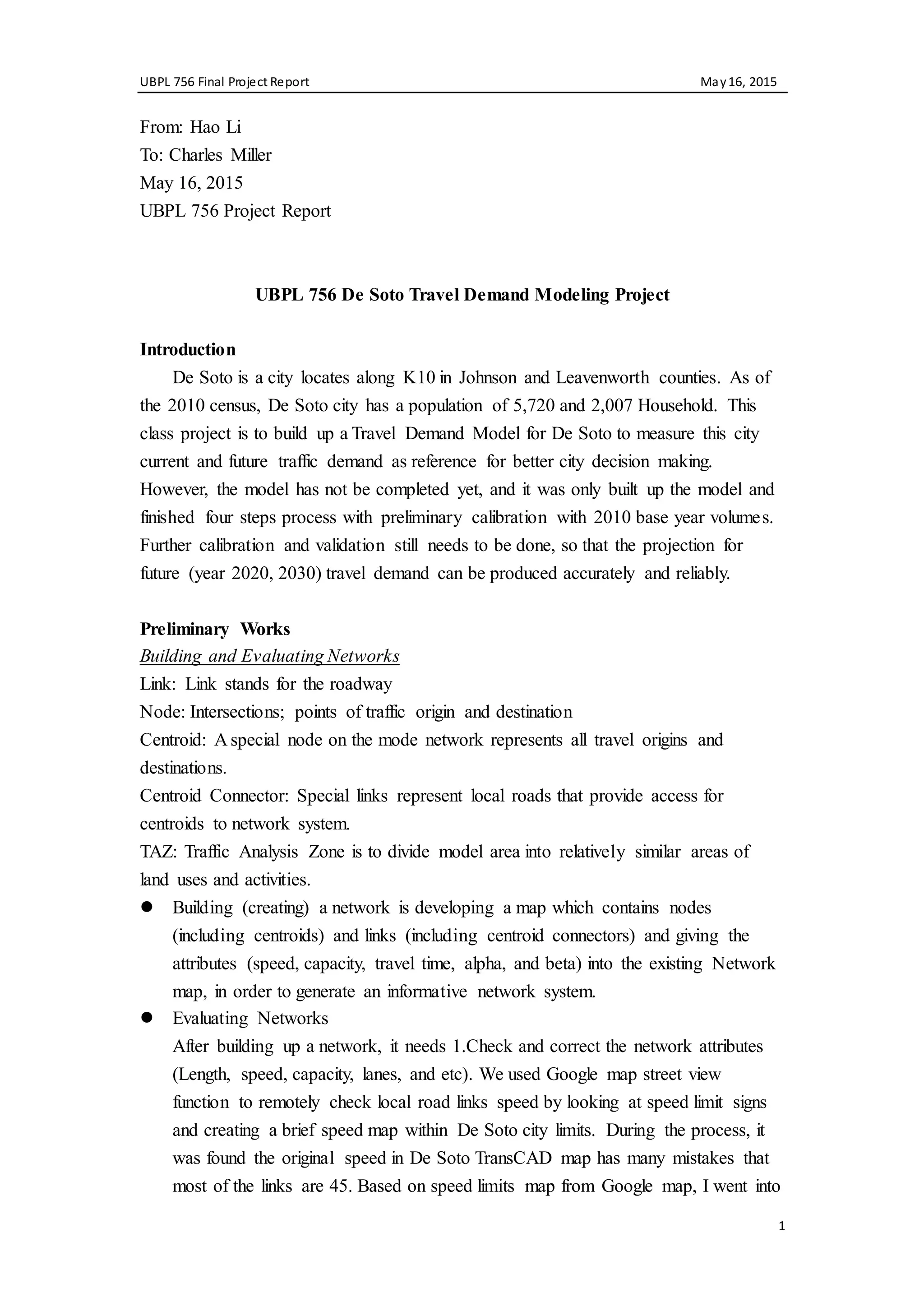 Haoli Ubpl756 Desoto Travel Demand Models Pdf