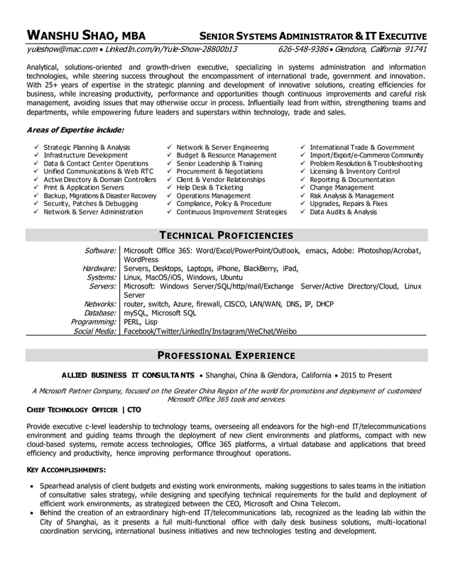 wanshu-shao-resume2016final | DOCX | IT and Internet Support | Internet