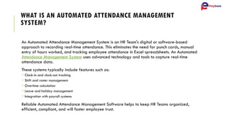 Automated Attendance Management System for Smarter HR Teams | PPTX