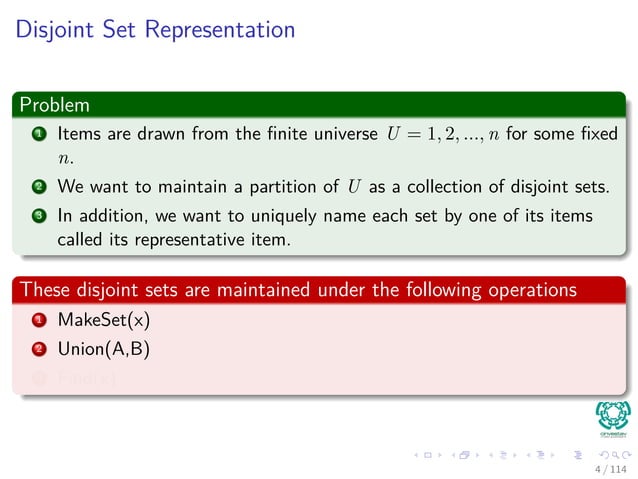 17 Disjoint Set Representation | PPT