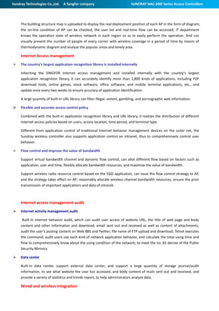 SUNDRAY Gigabit Series Wireless Access Controller | PDF