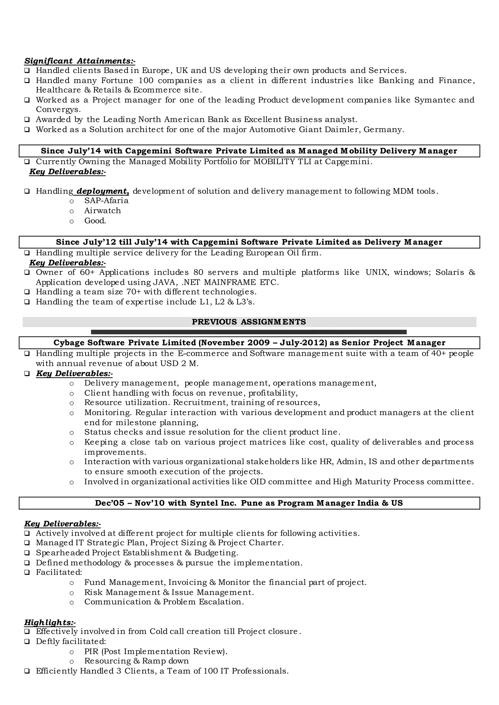 New Resume Amol Joshi Delivery Management | DOCX