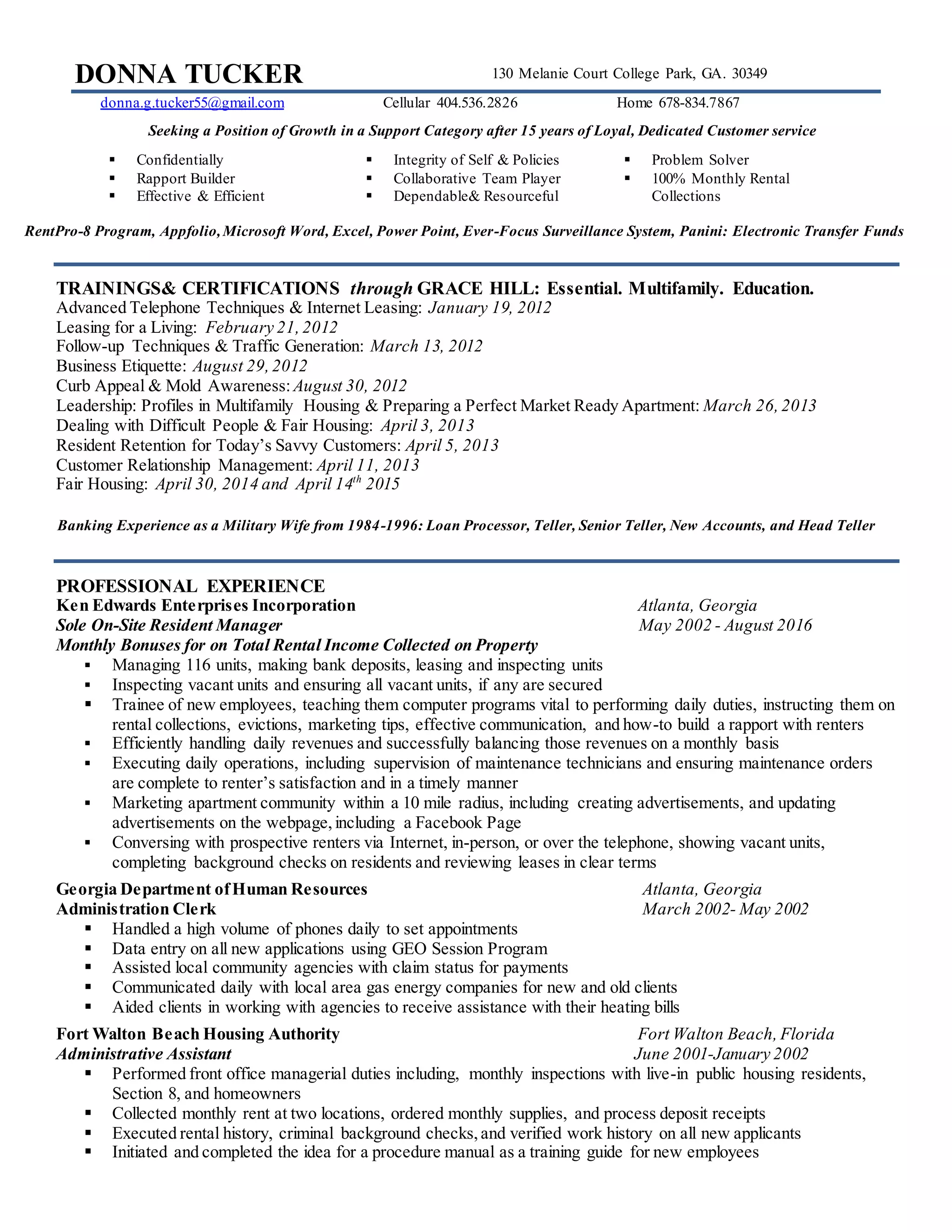 Donna Tucker's UPDATED 2016 Resume(1) | DOCX