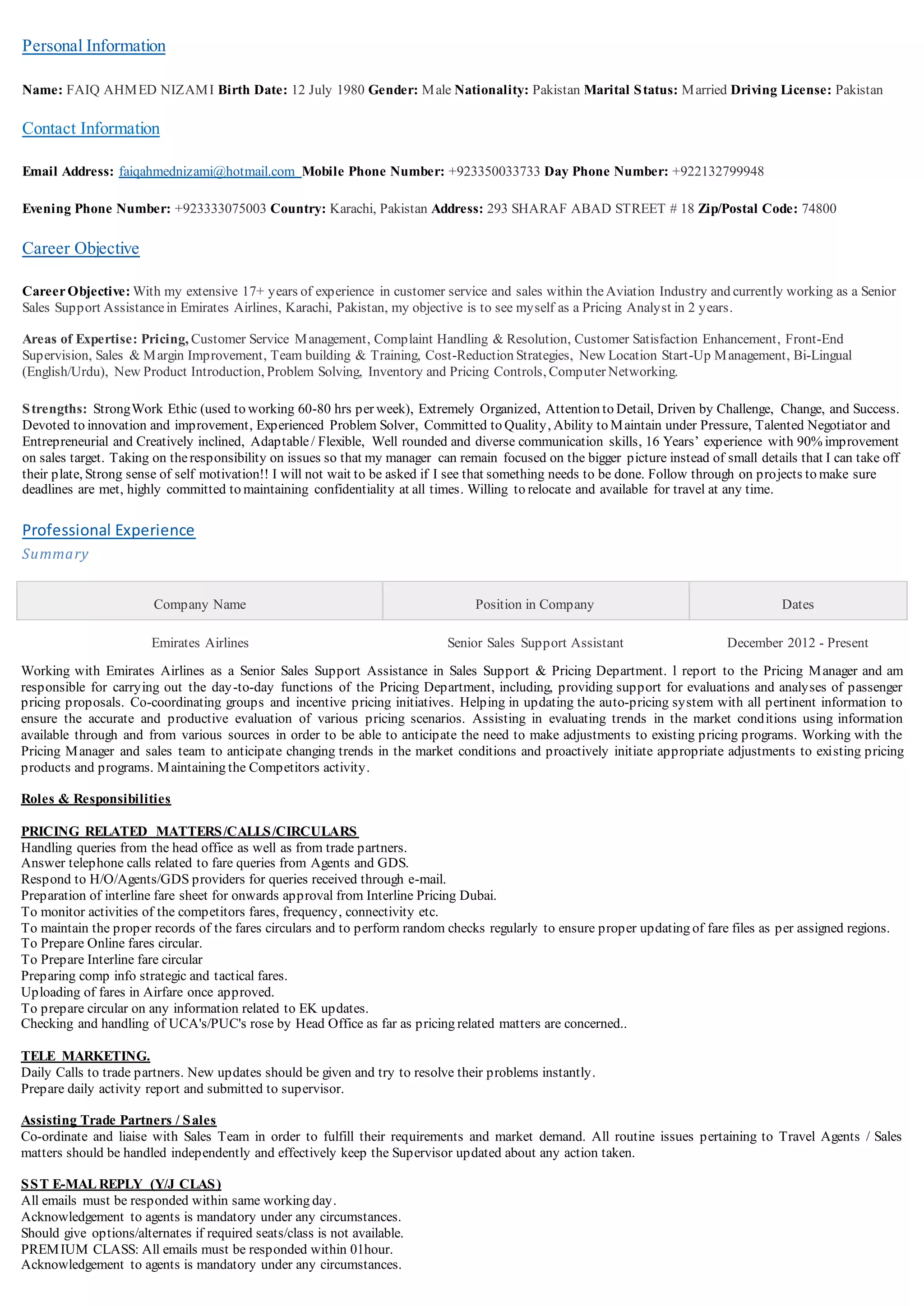faiq ahmed nizami CV | DOCX