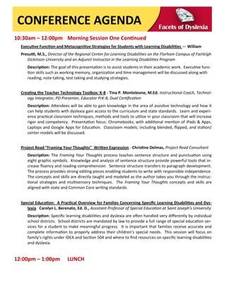 Facets of Dyslexia Agenda 2016 | PDF