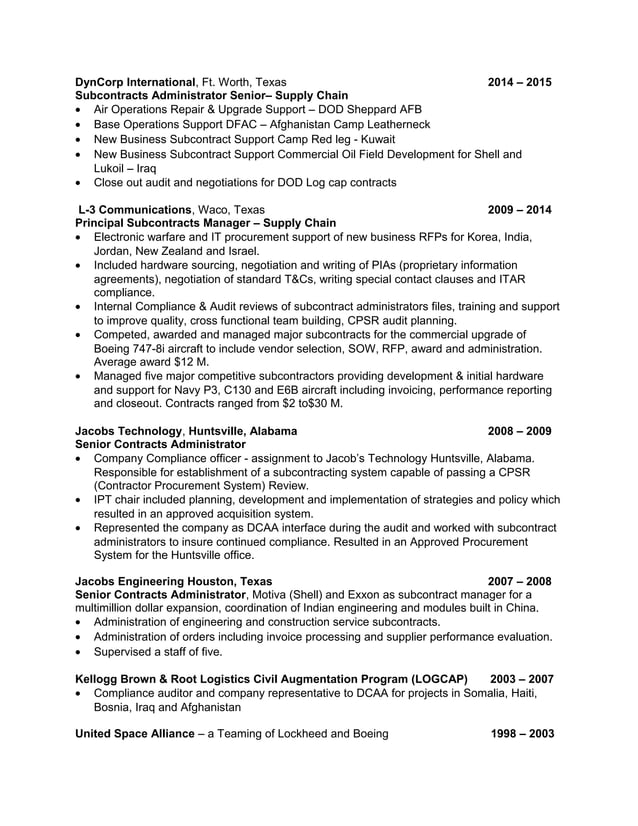 DanGillaspieResume | DOC | Defense Industry | Industries