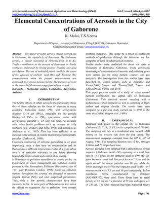 Elemental Concentrations of Aerosols in the City of Gaborone | PDF