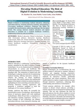 Elevating Medical Education The Role of Digital Evolution in Modernizing Learning | PDF