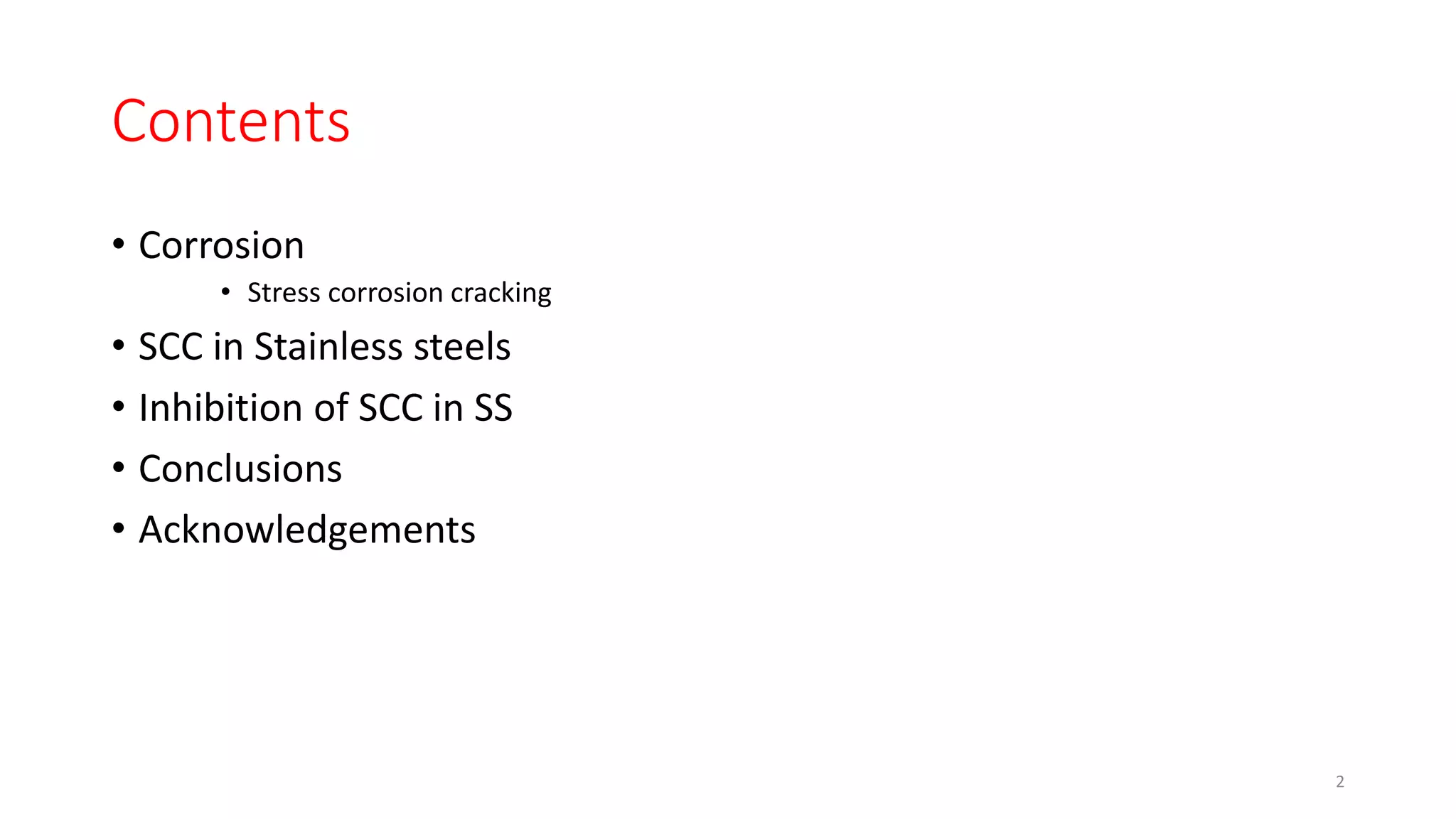 mahfooz_inhibition of stress corrosion cracking in stainless steels | PPTX | Chemistry | Science