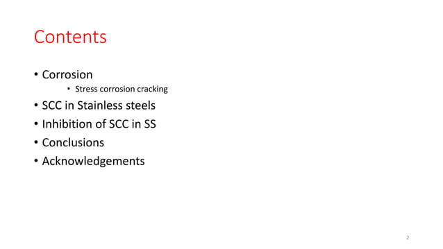 mahfooz_inhibition of stress corrosion cracking in stainless steels | PPTX | Chemistry | Science