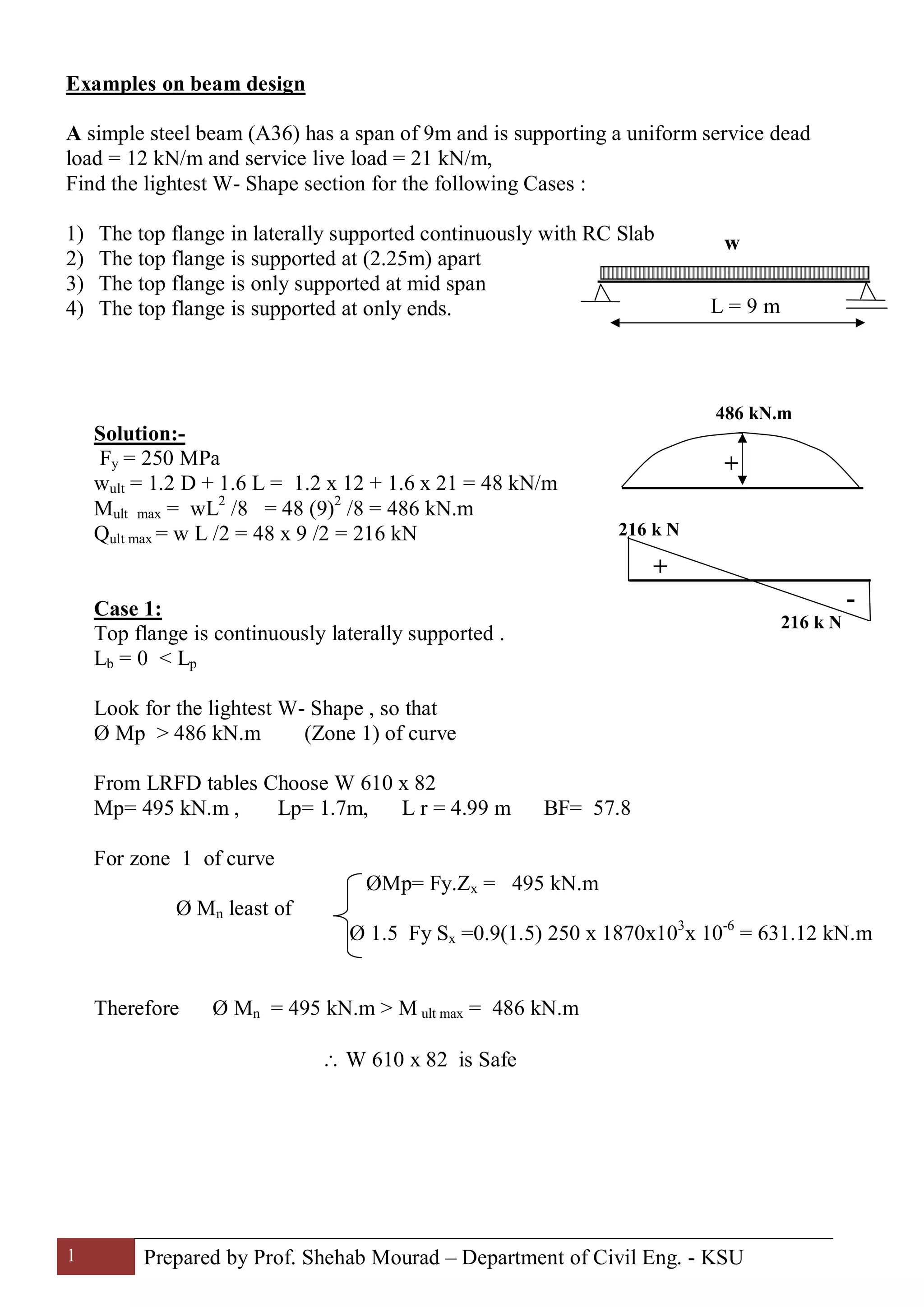 17-Examples of Beams (Steel Structural Design & Prof. Shehab Mourad) | PDF