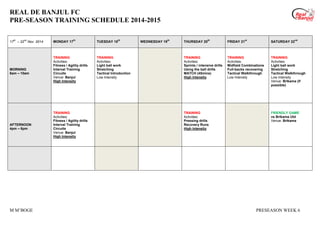 Pre-Season Training Schedule 2014-15 | PDF | Soccer | Sports