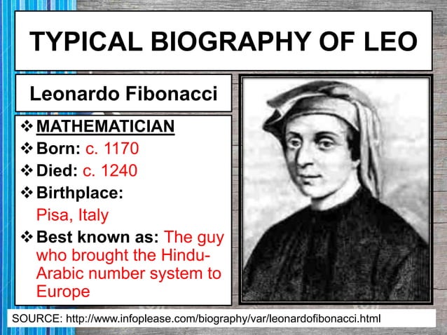Fibonacci The Man of Numbers | PPTX