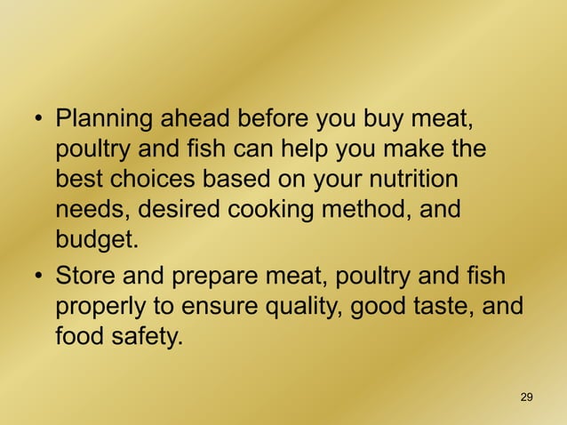 Meat, poultry and fish notes on commodities | PPT