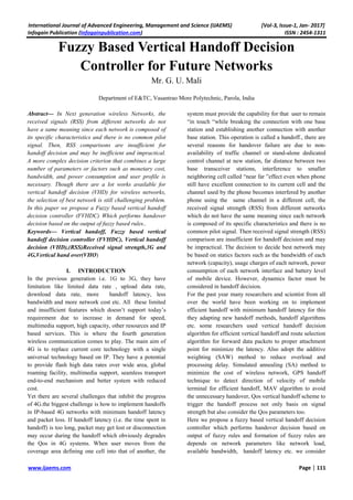 Fuzzy Based Vertical Handoff Decision Controller for Future Networks | PDF | Computer Networking ...