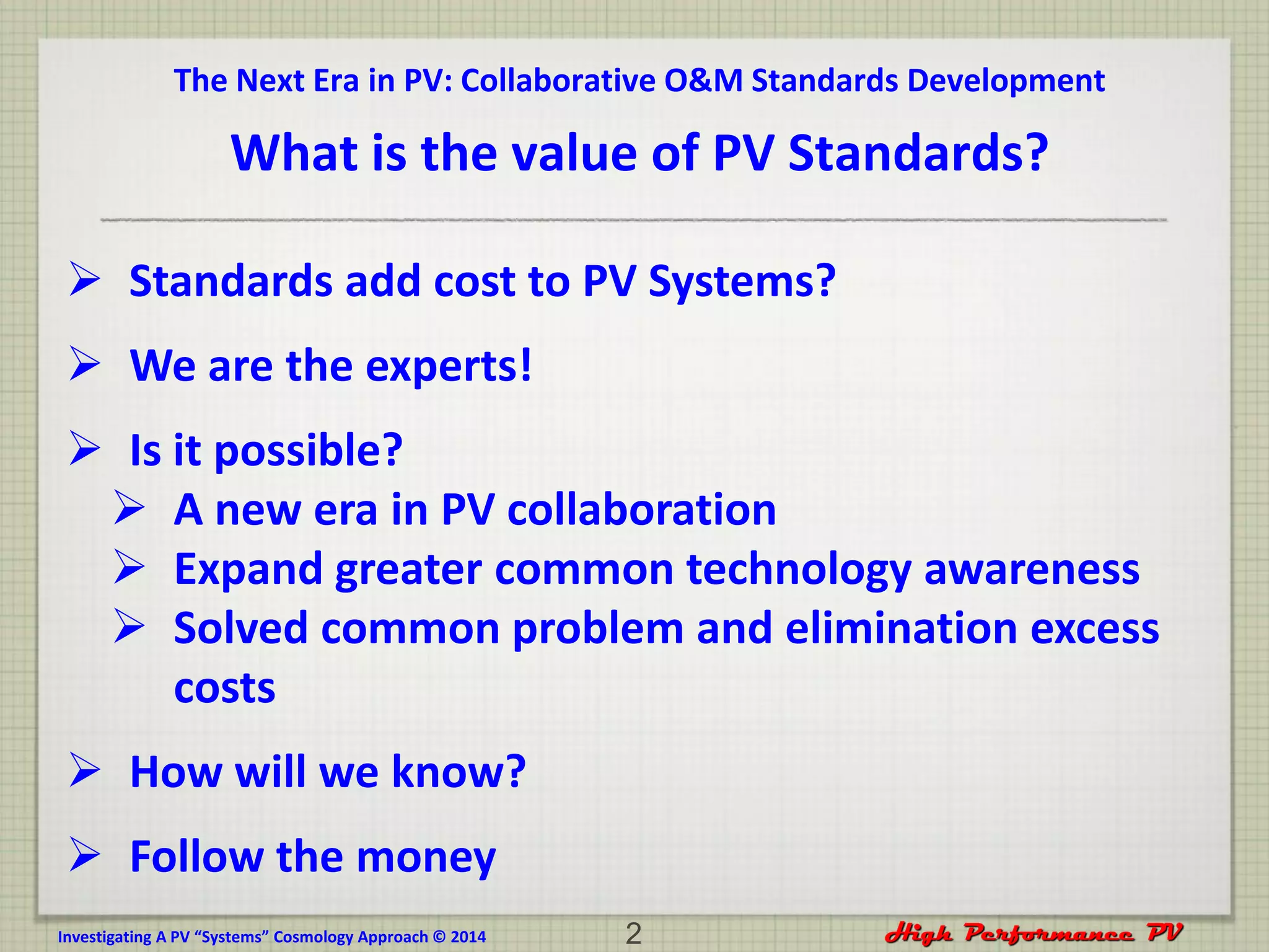 2014 Pv Reliability Operations And Maintenance Workshop A Pv Cosmology