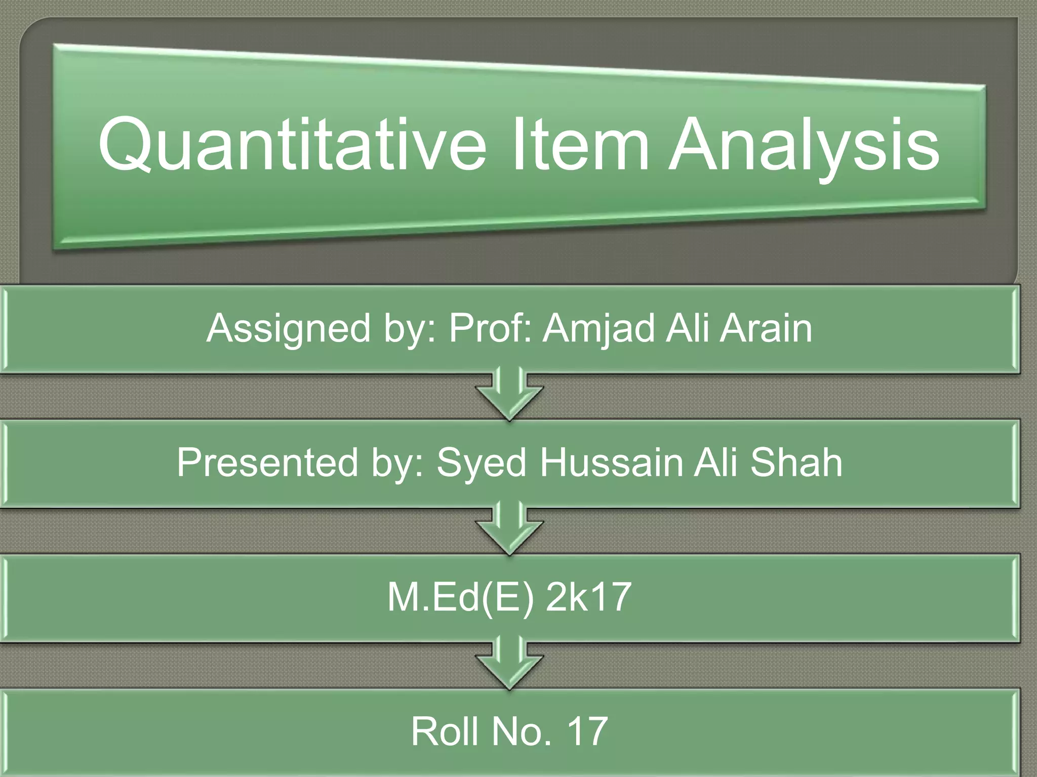 Quantitative Item Analysis | PPT