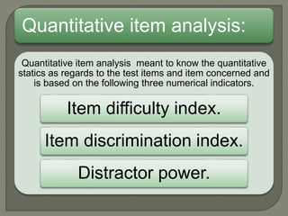 Quantitative Item Analysis | PPT