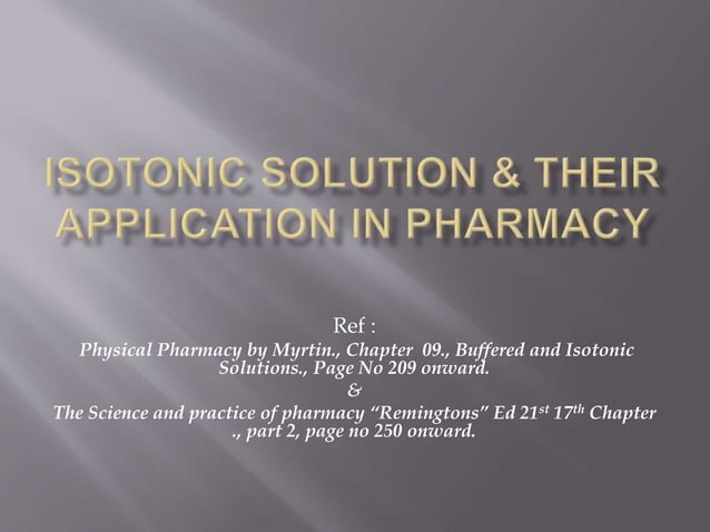 Isotonic solution and application in pharmacy slideshare | PPTX ...