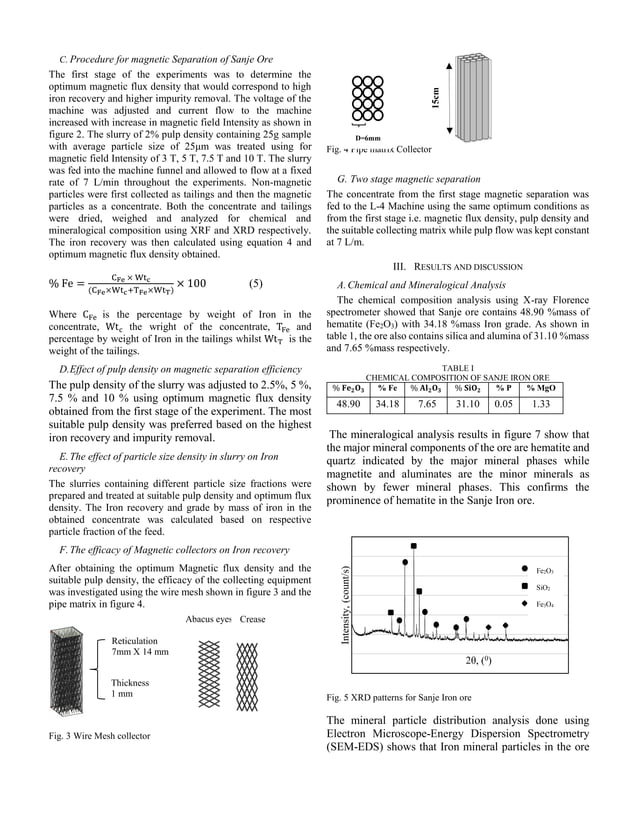 Treatment of Low-Grade Iron Ore using Two Stage Wet High-Intensity ...