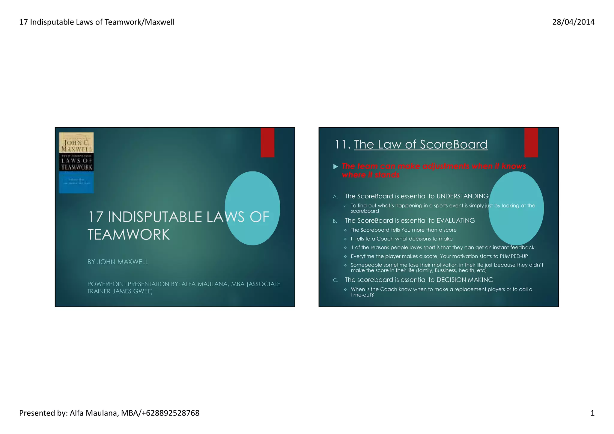 17 laws of teamwork law no 11 | PDF
