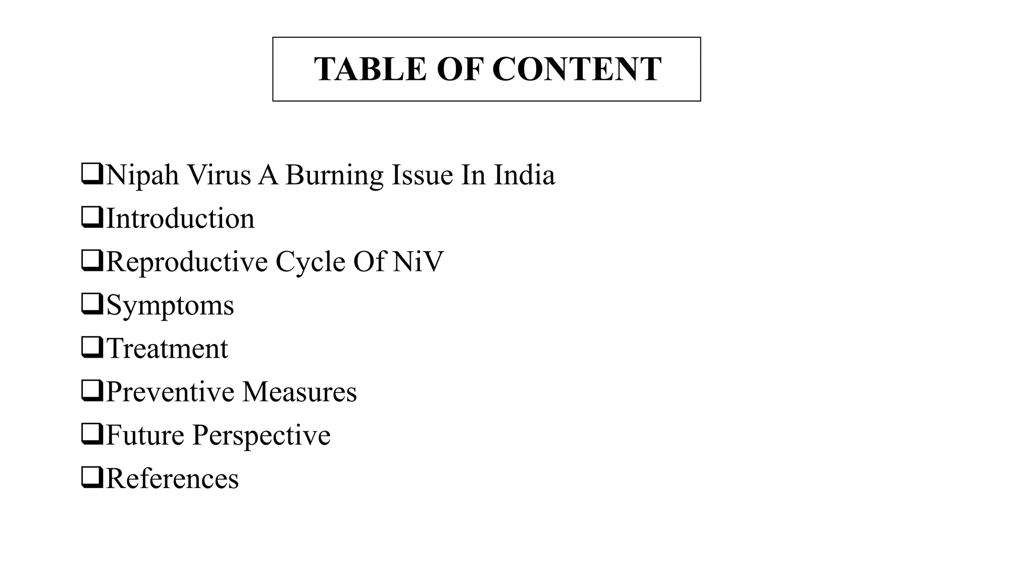 Nipah Virus Infection (NiV) | PPT