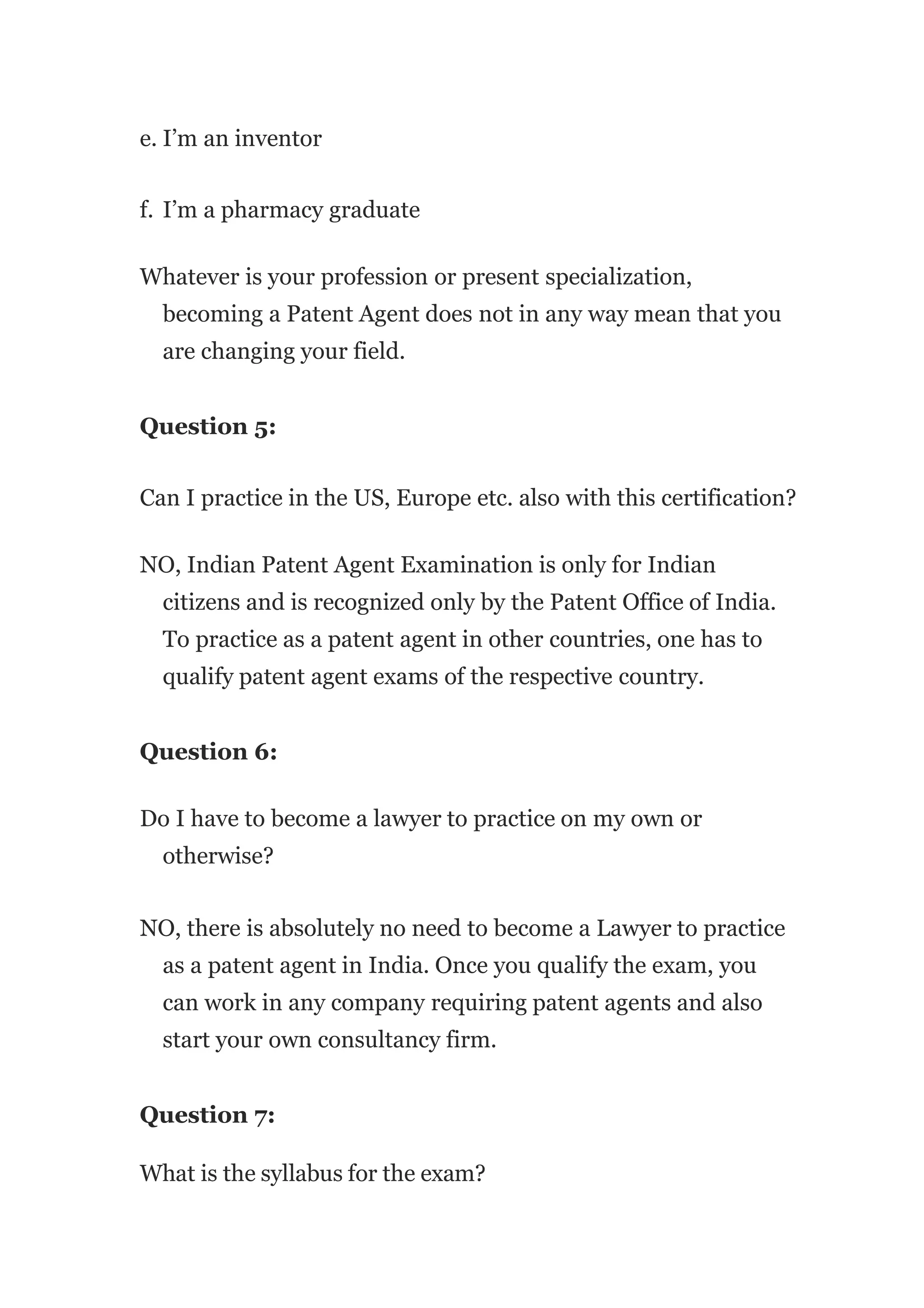 17 most asked questions about Patent Agent Examination | PPT