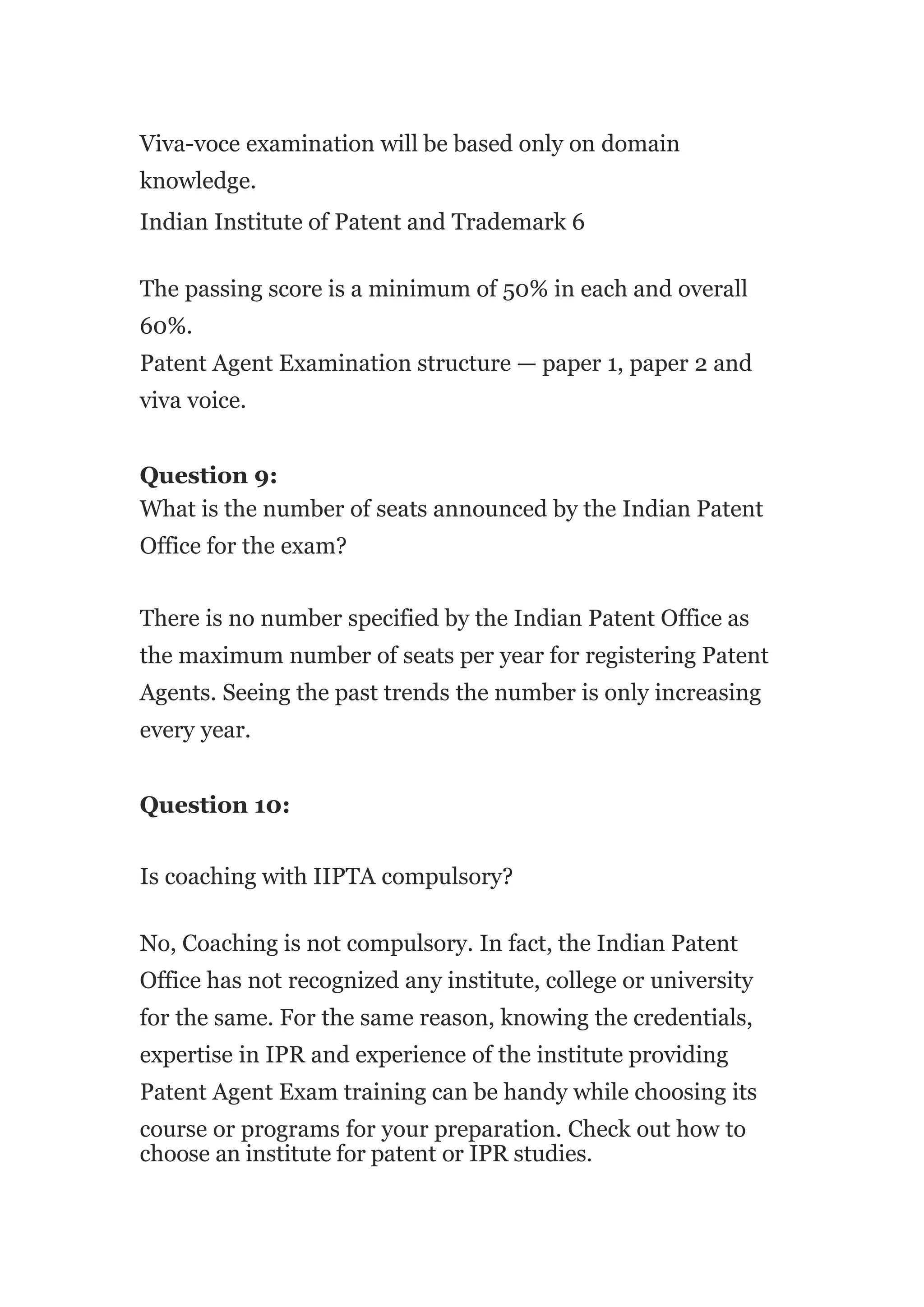 17 most asked questions about Patent Agent Examination | PPT