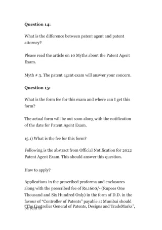 17 most asked questions about Patent Agent Examination | PPT