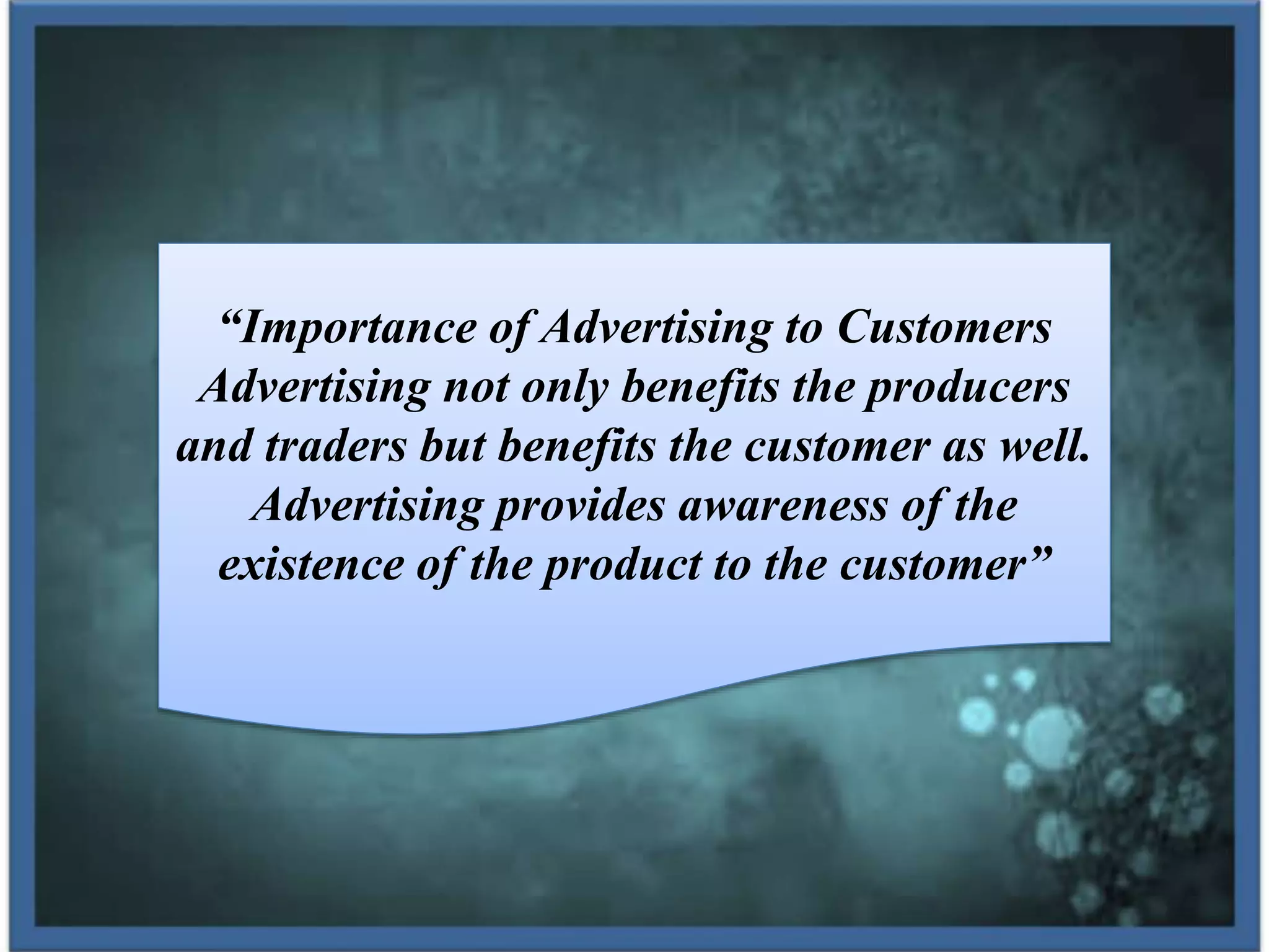 Benefits or Importance of Advertisements | PPTX