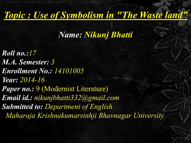 Use of Symbolism in "The Waste land” | PPT