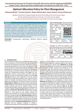 Optimal Allocation Policy for Fleet Management | PDF