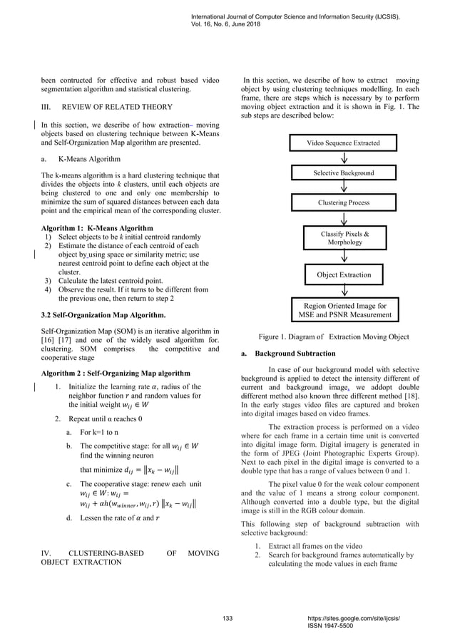 K Means Clustering In Moving Objects Extraction With Selective Background
