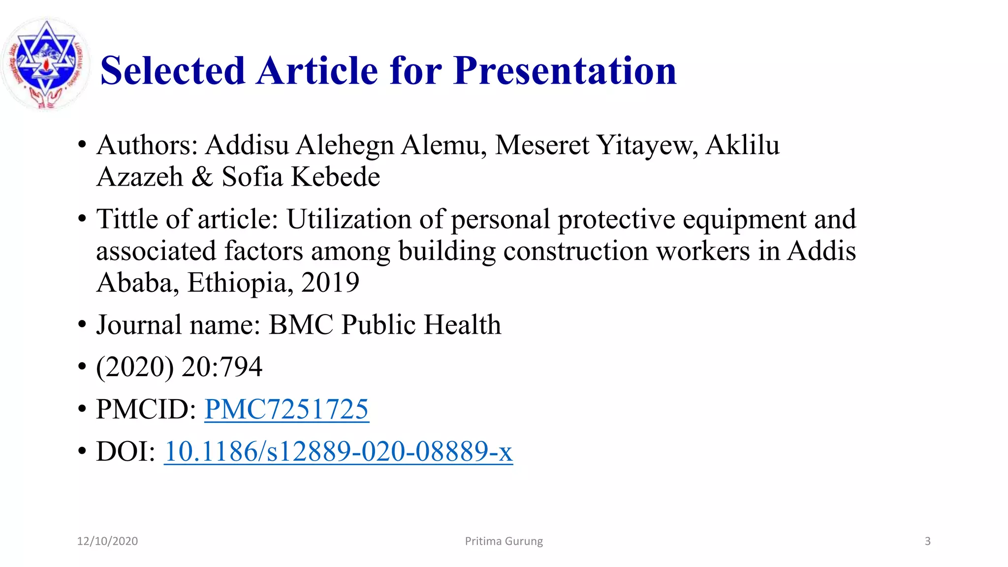 17 pritima gurung_journal club presentation | PPTX | Publishing Industry | Industries