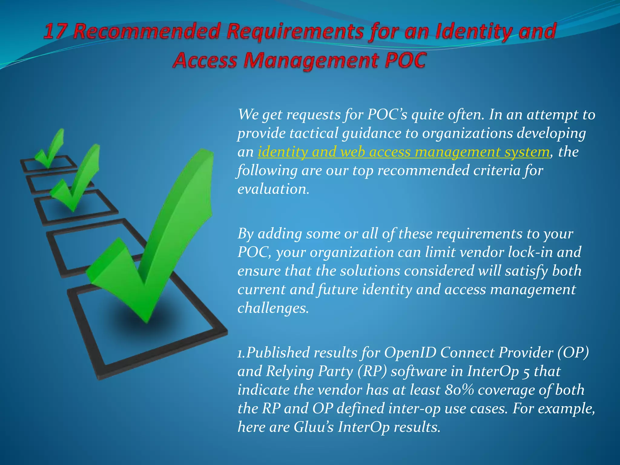 17 recommended requirements for an identity and access management poc ...
