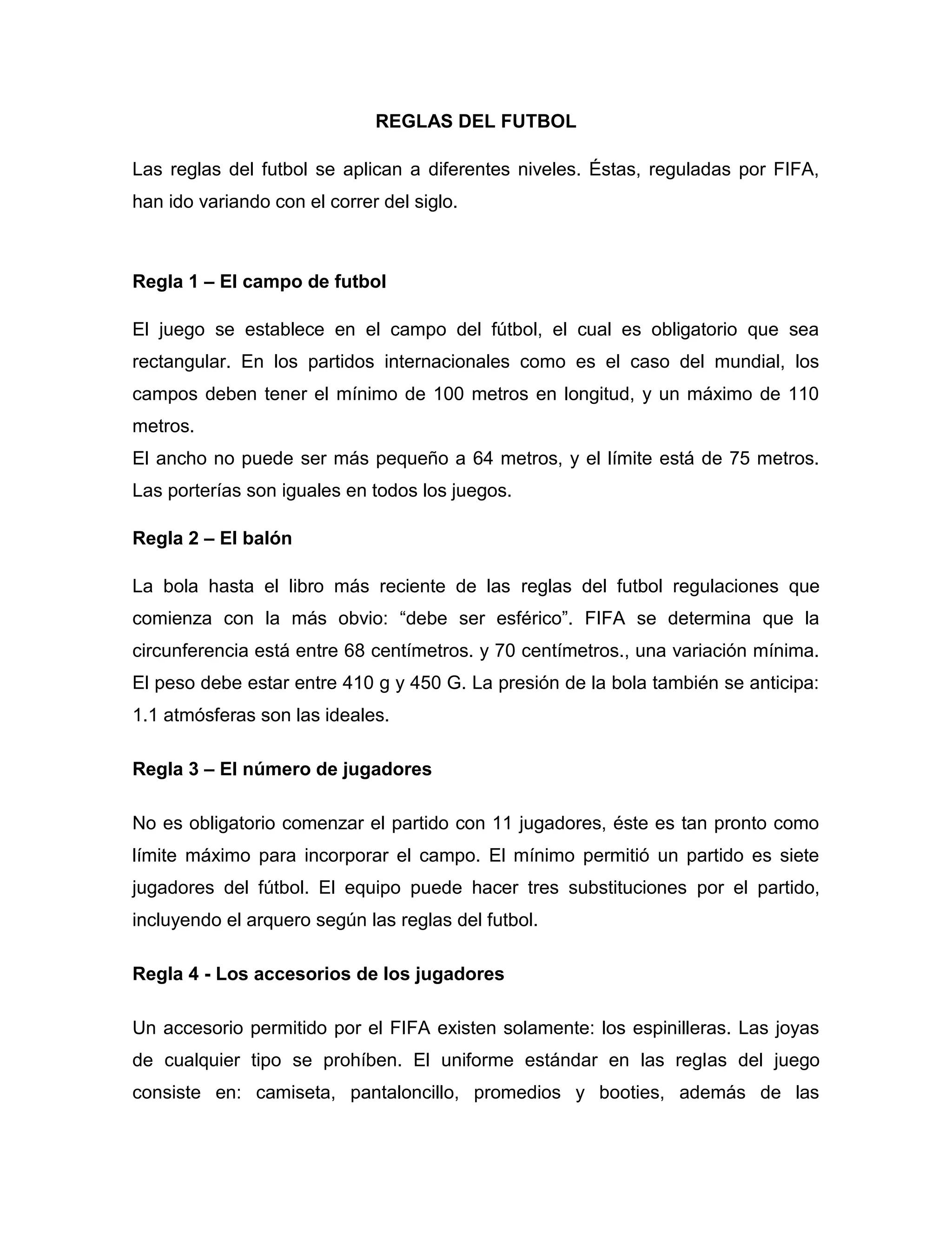 17 reglas del futbol | PDF