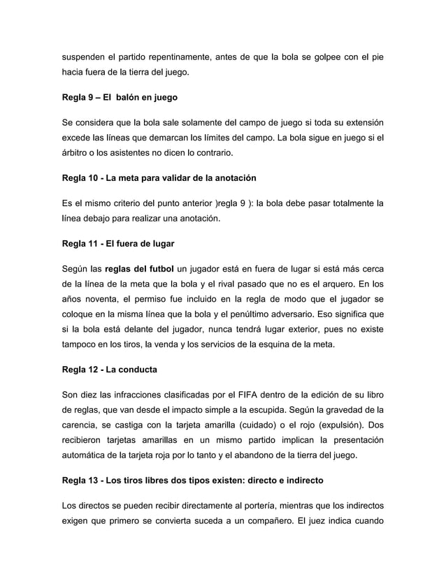 17 reglas del futbol | PDF