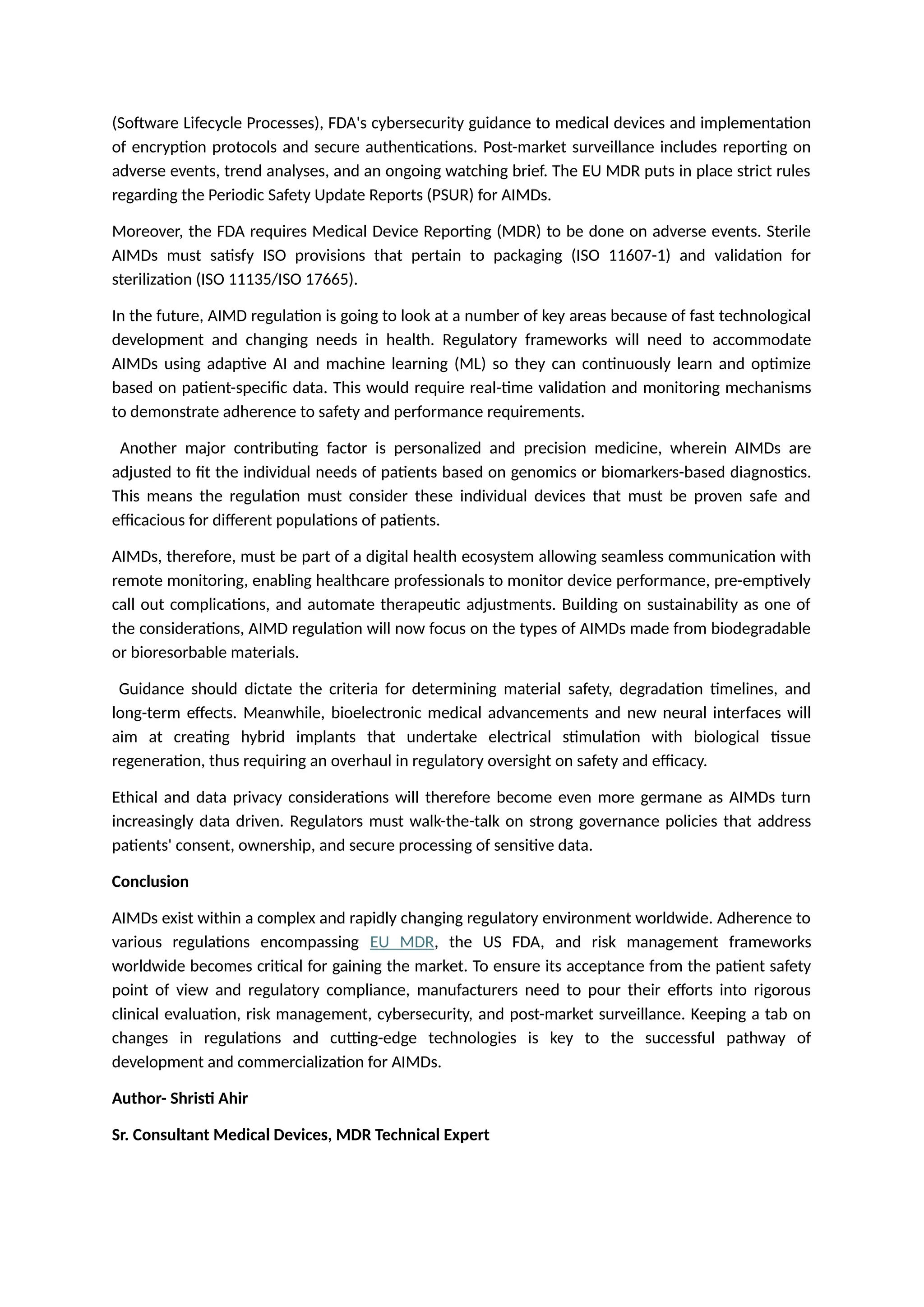 Regulatory Considerations for Active Implantable Medical Devices (AIMDs ...