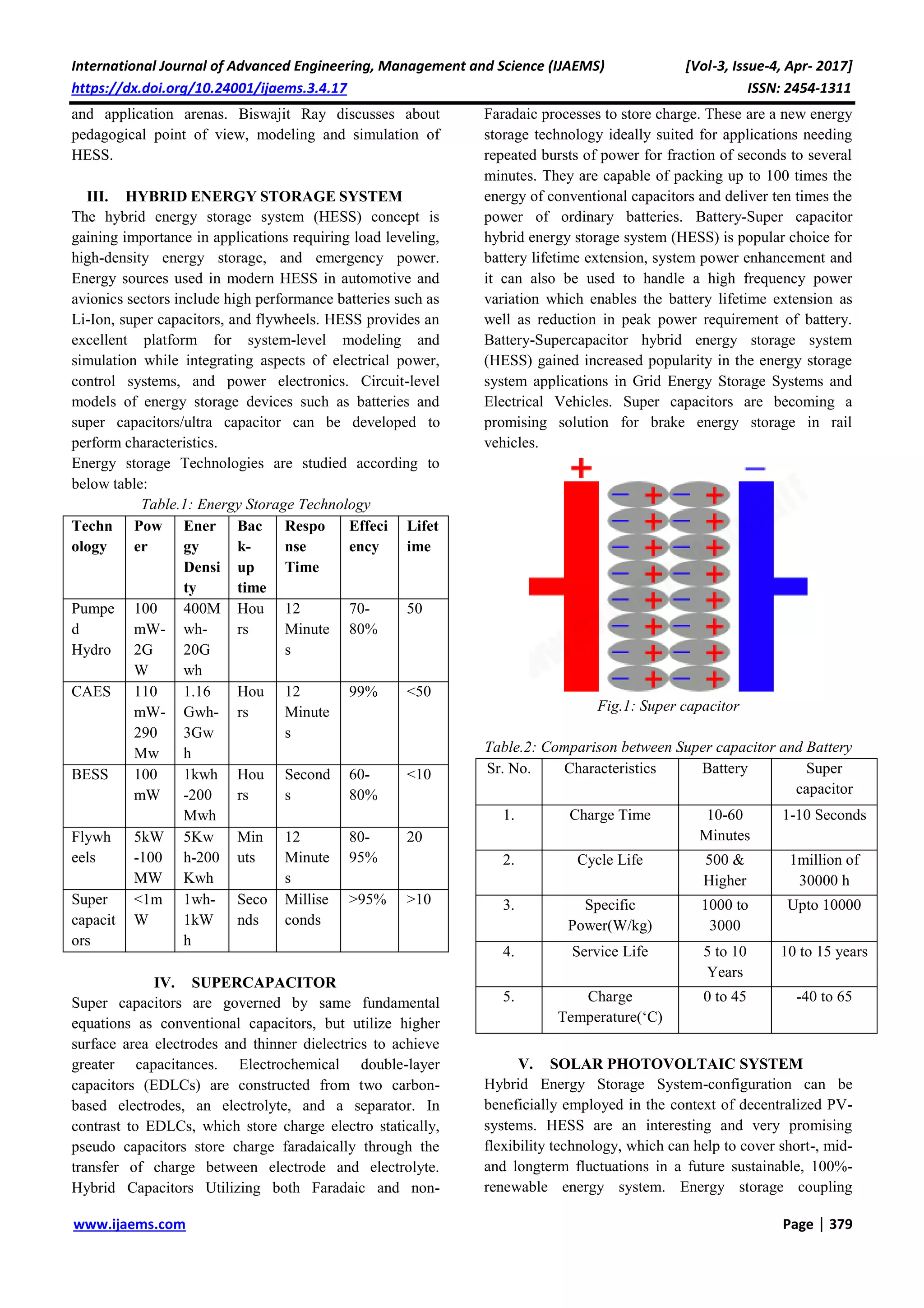 Review on Super Capacitor-Battery based Hybrid Energy Storage System ...