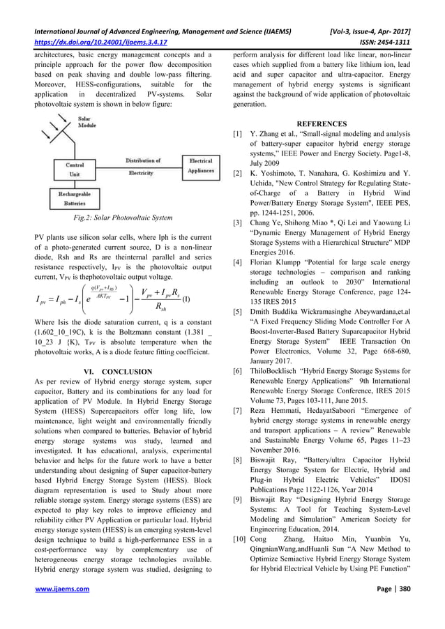 Review on Super Capacitor-Battery based Hybrid Energy Storage System for PV Application | PDF