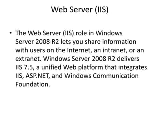 17 roles of window server 2008 r2 | PPTX