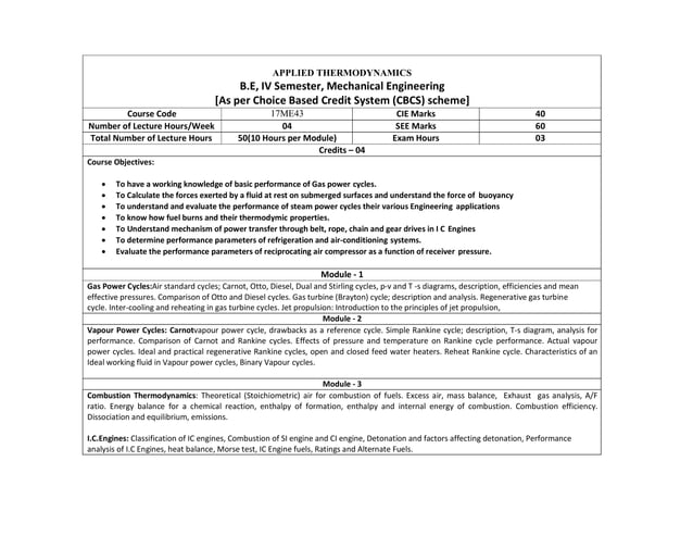 VTU university Mechanical Syllabus | PDF