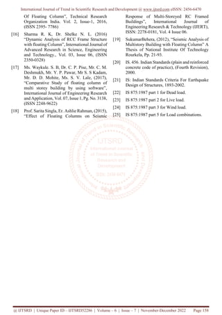 Sesimic Analysis of Multistorey Building Having a Floating Column and ...
