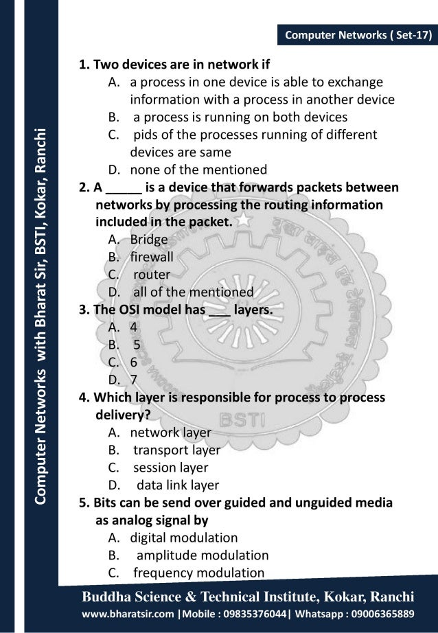 BSTI-BharatSir : Computer Network , Set-17 | PDF