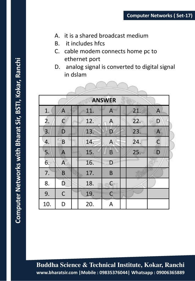 BSTI-BharatSir : Computer Network , Set-17 | PDF