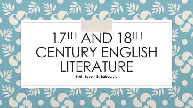 17 th and 18th century english literature | PPTX | Poetry | Books and ...