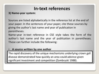 Citation styles in Council of Science Editors style guide | PPTX