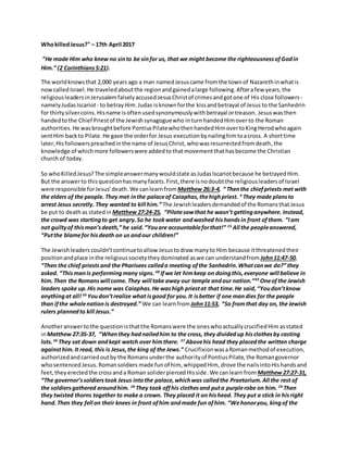 17th April 2017 - Who killed Jesus | PDF