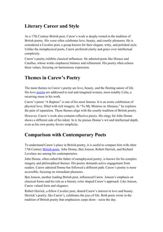 17th Century British Poet Thomas Carew.docx